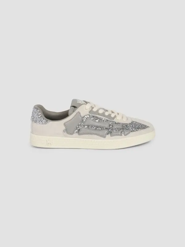 Amiri Sequined Skull-appliqué Leather Sneakers