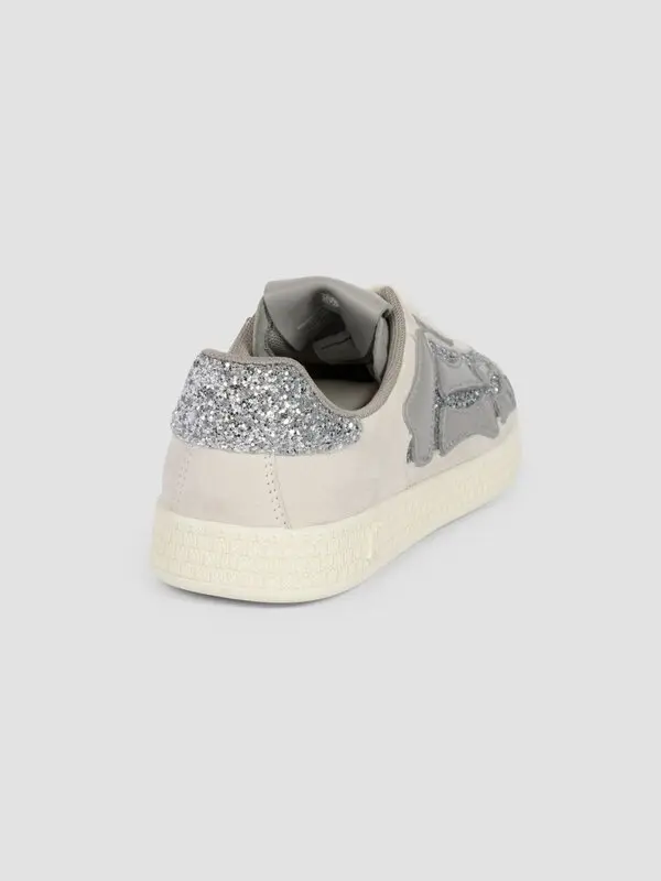 Amiri Sequined Skull-appliqué Leather Sneakers