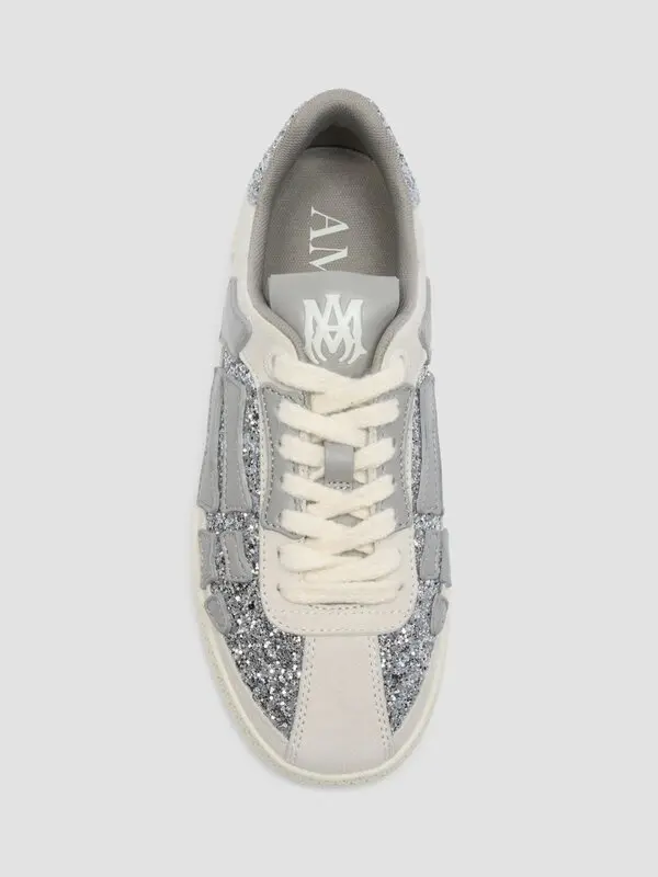 Amiri Sequined Skull-appliqué Leather Sneakers
