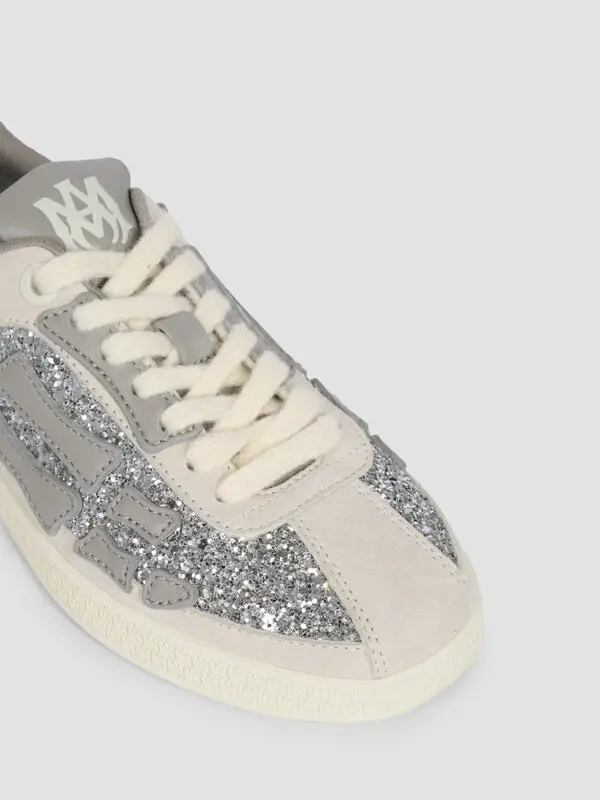 Amiri Sequined Skull-appliqué Leather Sneakers