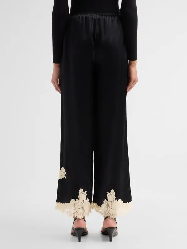 DÔEN Lavon Lace-trim Silk Pants