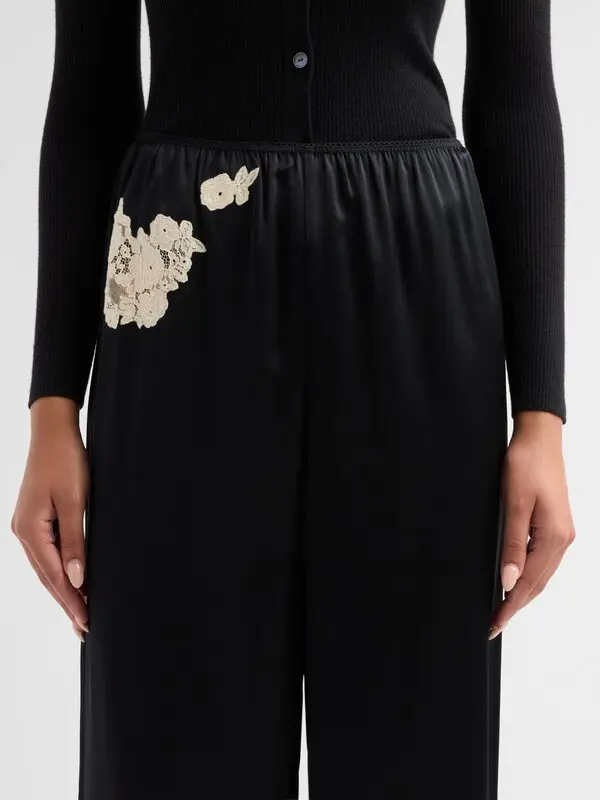 DÔEN Lavon Lace-trim Silk Pants