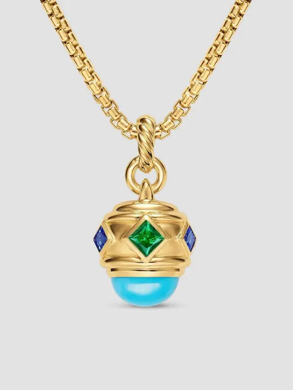 David Yurman Renaissance Amulet In 18k Yellow Gold - Turquoise