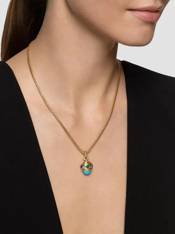 David Yurman Renaissance Amulet In 18k Yellow Gold - Turquoise