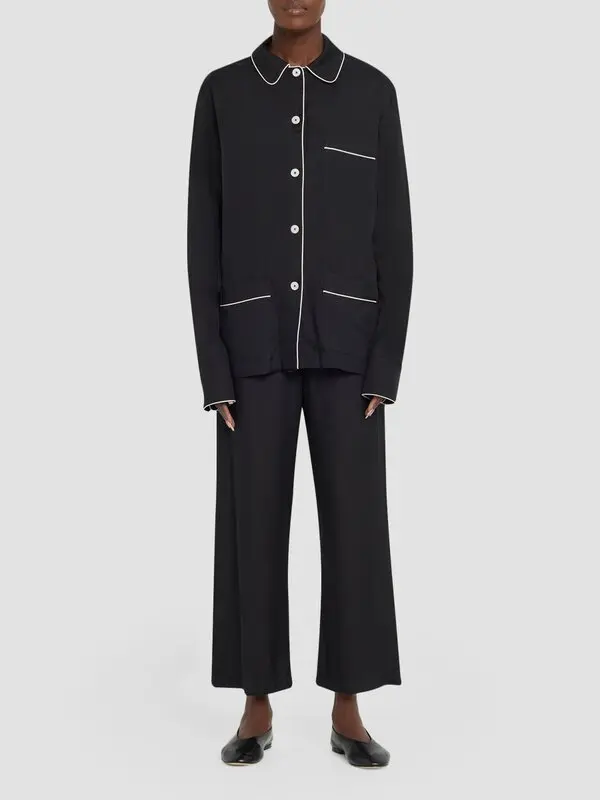 TOTEME Piped Silk Pajama Top