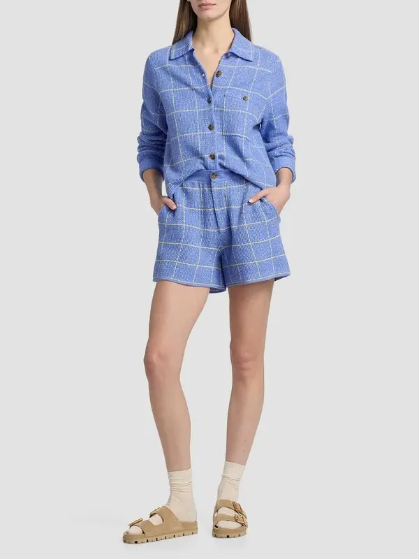 Guest In Residence Windowpane Check Cashmere-linen Shirt
