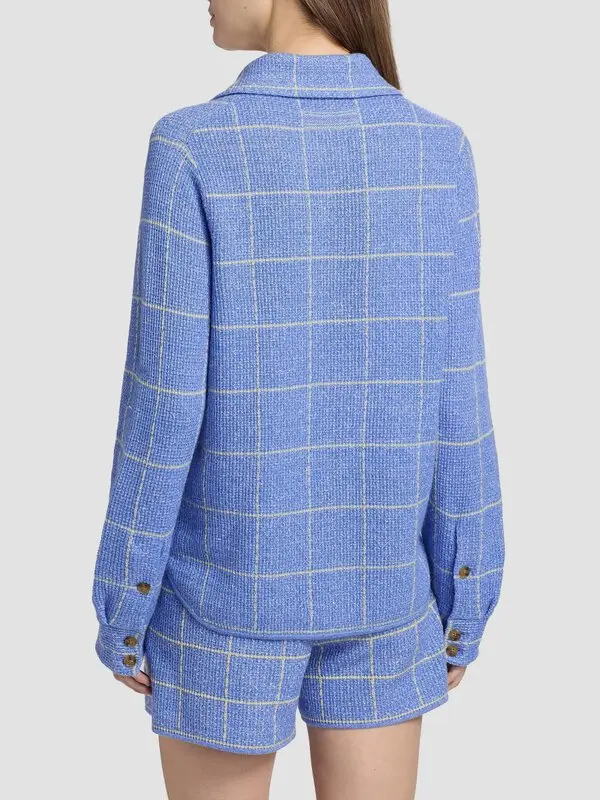 Guest In Residence Windowpane Check Cashmere-linen Shirt