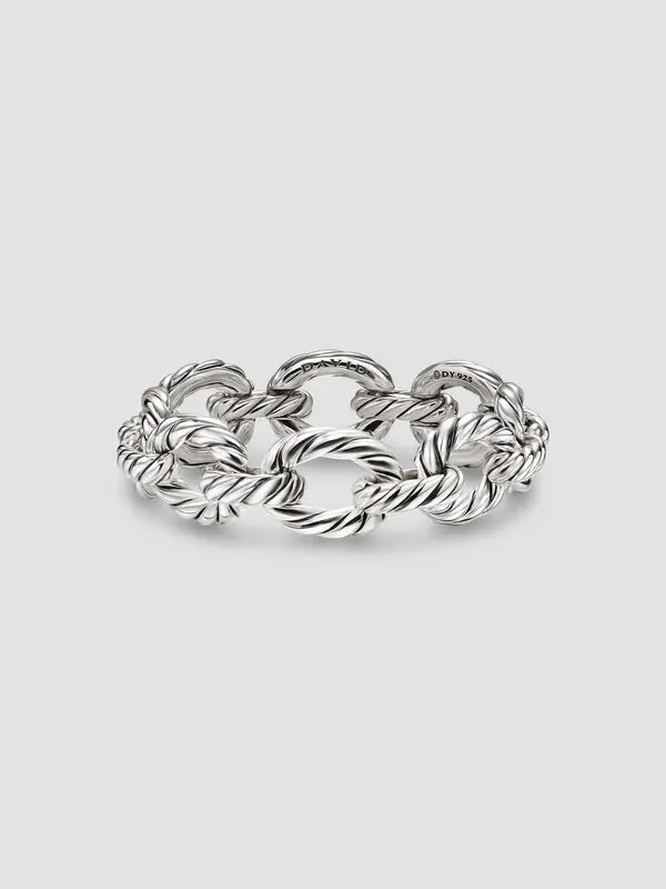 David Yurman Sculpted Cable Oval Link Bracelet In Sterling 18mm - Silver