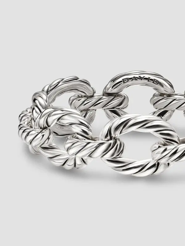 David Yurman Sculpted Cable Oval Link Bracelet In Sterling 18mm