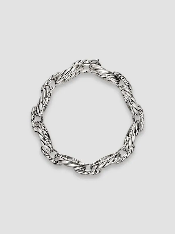 David Yurman Sculpted Cable Oval Link Bracelet In Sterling 18mm
