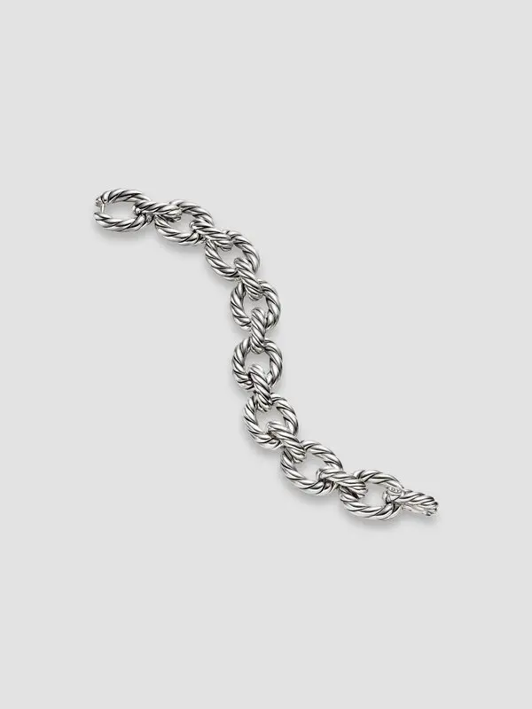 David Yurman Sculpted Cable Oval Link Bracelet In Sterling 18mm