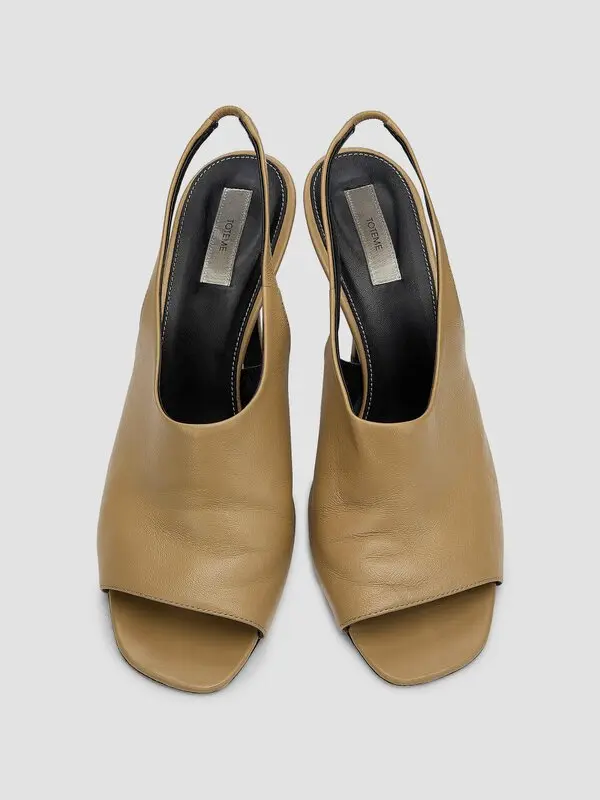 TOTEME 85mm Leather Slingback Sandals - Desert