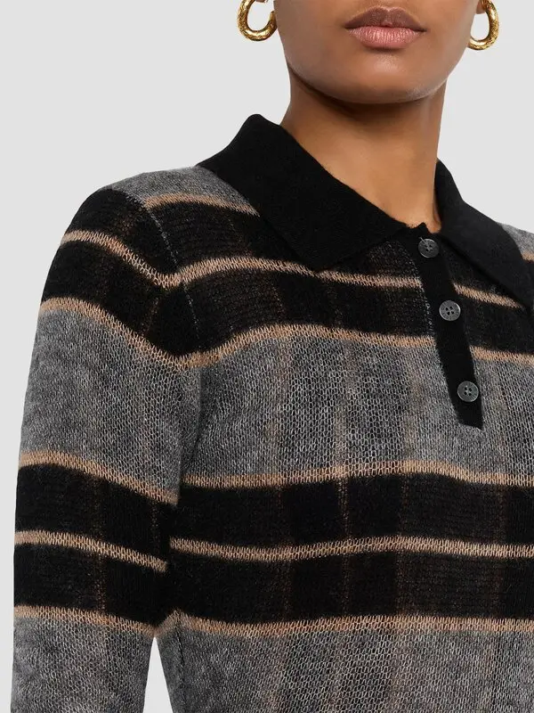 Guest In Residence Plaid Cashmere-blend Polo Dress