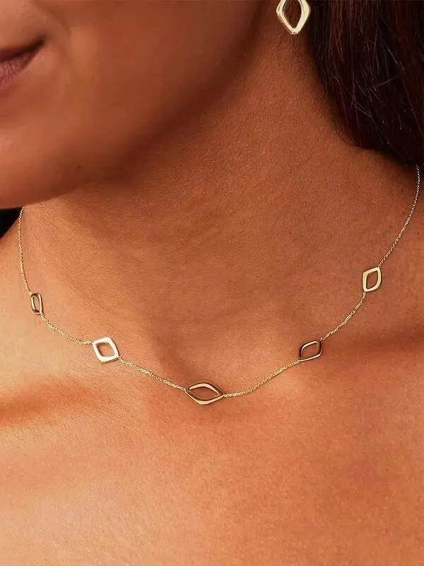 ORADINA 14k Yellow Dream Link Station Necklace