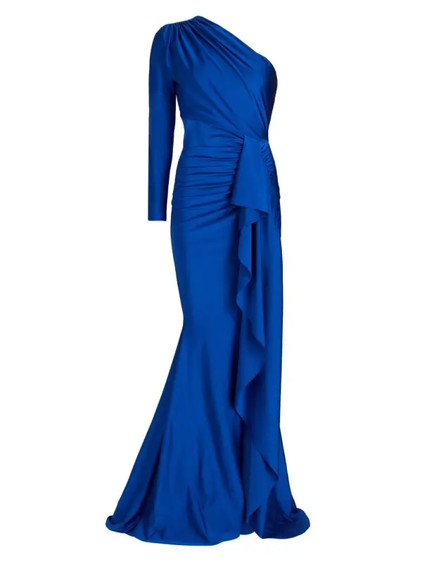 Chiara Boni La Petite Robe Serina Jj One-shoulder Slit Gown - Blue