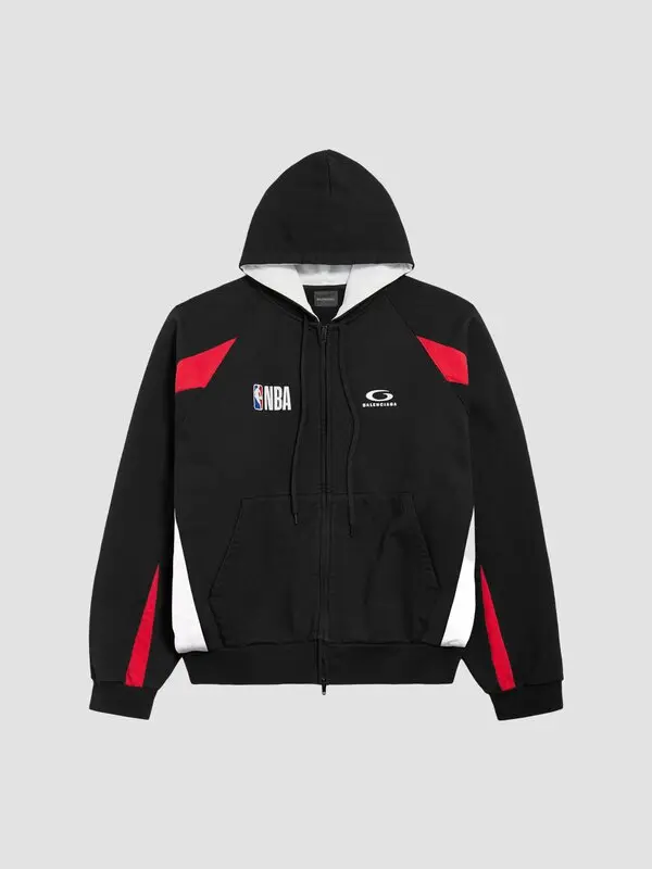 Balenciaga X Nba Collaboration Oversized Zip-up Hoodie - Black