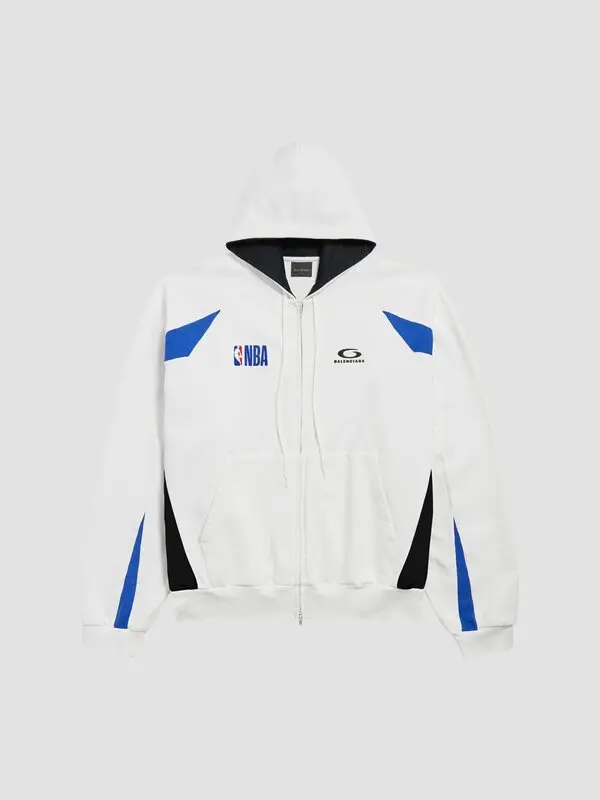 Balenciaga X Nba Collaboration Oversized Zip-up Hoodie - White