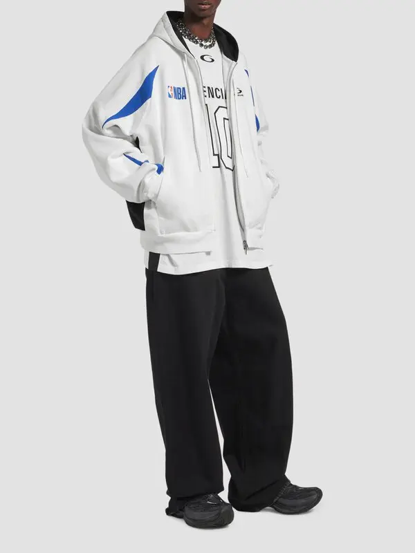 Balenciaga X Nba Collaboration Oversized Zip-up Hoodie - White