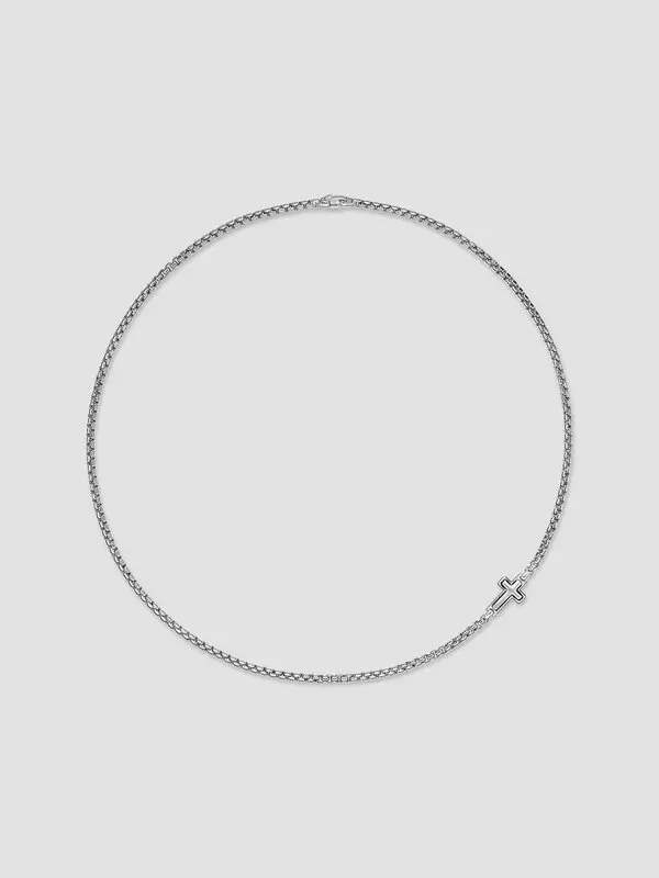 David Yurman Cross Station Necklace In Sterling 3.6mm