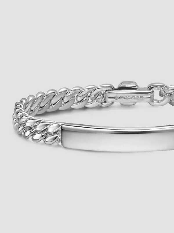David Yurman Curb Chain Id Bracelet In Sterling 7mm