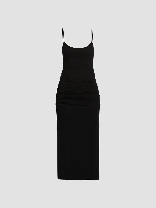 TOTEME Draped Jersey Slip Midi Dress - Black