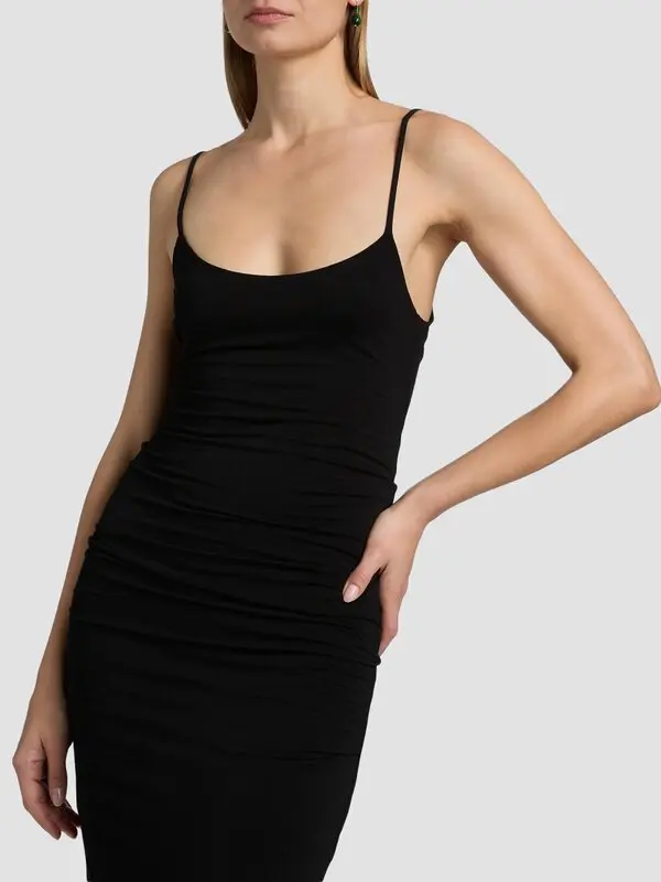 TOTEME Draped Jersey Slip Midi Dress - Black