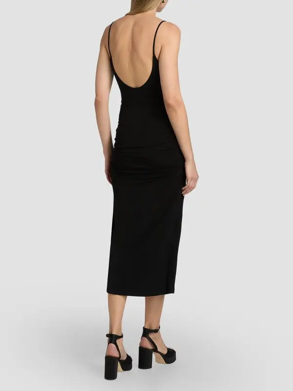 TOTEME Draped Jersey Slip Midi Dress - Black