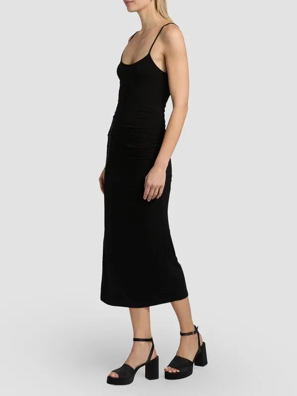 TOTEME Draped Jersey Slip Midi Dress - Black