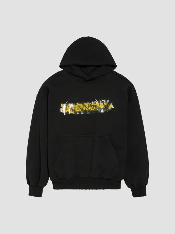 Balenciaga Messy Spray Fit Hoodie - Black