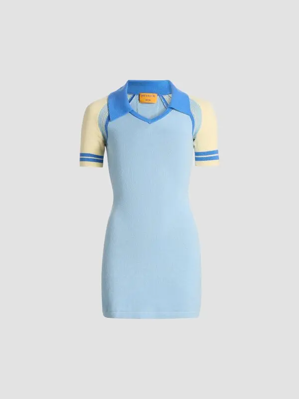 Guest In Residence Ace Colorblocked Polo Minidress - Clear Sky Combo