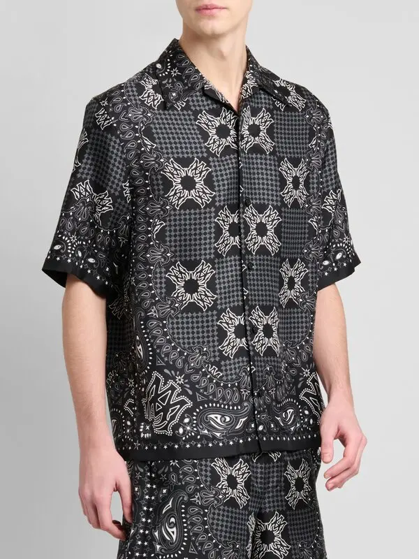 Amiri Printed Logo Monogram Silk Shirt - Black