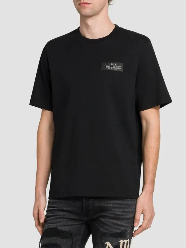 Amiri Spirit Logo Cotton Crewneck T-shirt - Black