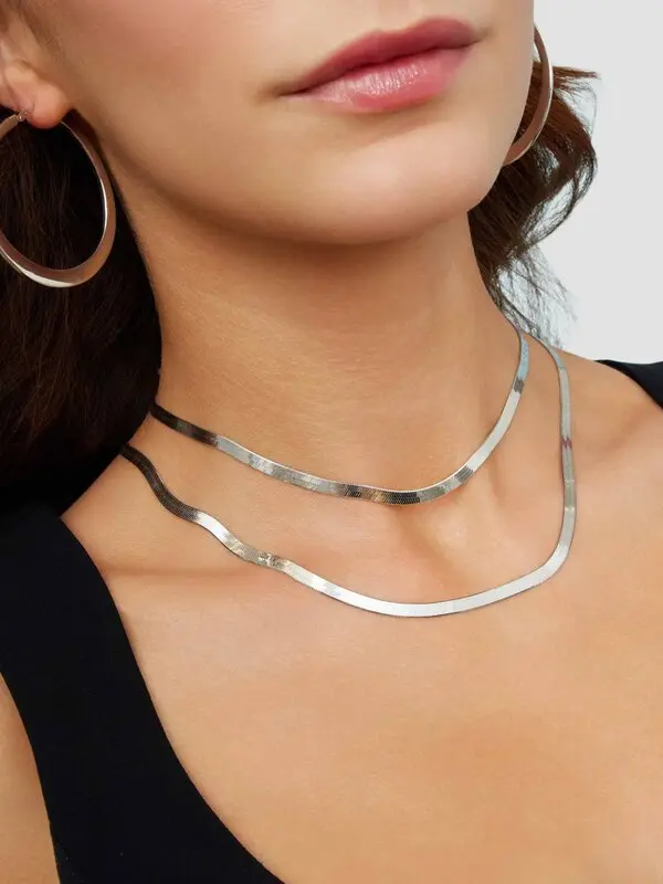ORADINA Mirage Herringbone Necklace In Sterling