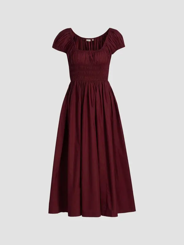 DÔEN Quinley Cotton Smocked Midi-dress