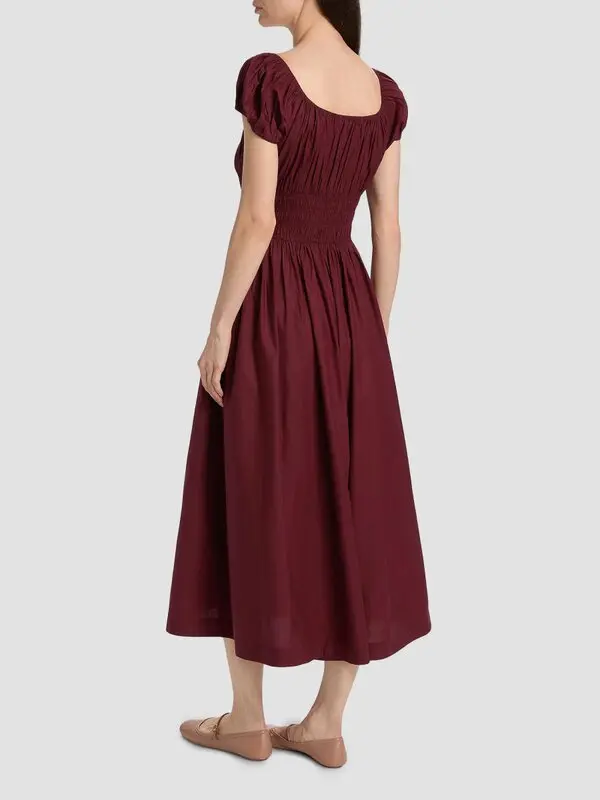 DÔEN Quinley Cotton Smocked Midi-dress