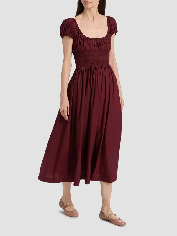 DÔEN Quinley Cotton Smocked Midi-dress