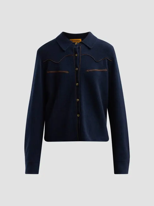Guest In Residence Cashmere Cropped Western Shirt - Midnight