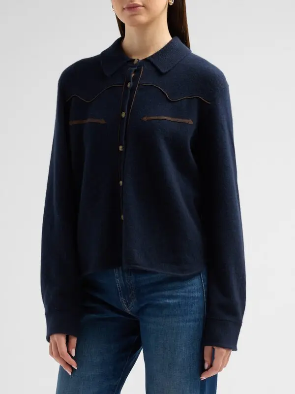 Guest In Residence Cashmere Cropped Western Shirt