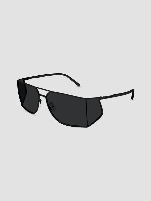 Saint Laurent Fashion Metal Sl 750 Rectangular Sunglasses - Black