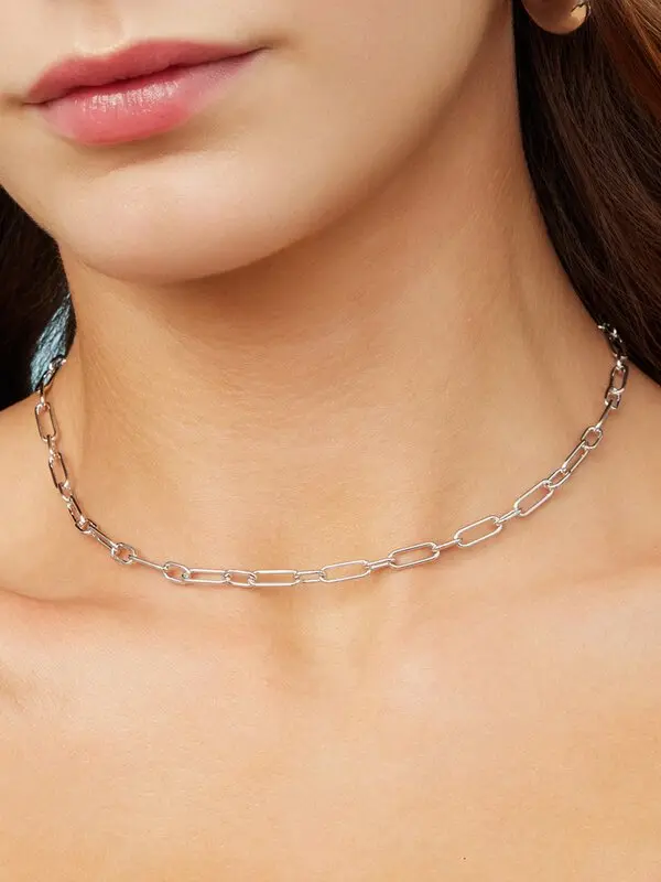 ORADINA Rhythm Link Choker Necklace In Sterling