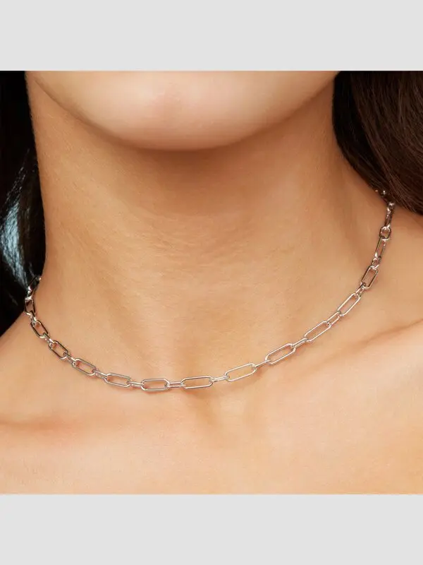 ORADINA Rhythm Link Choker Necklace In Sterling