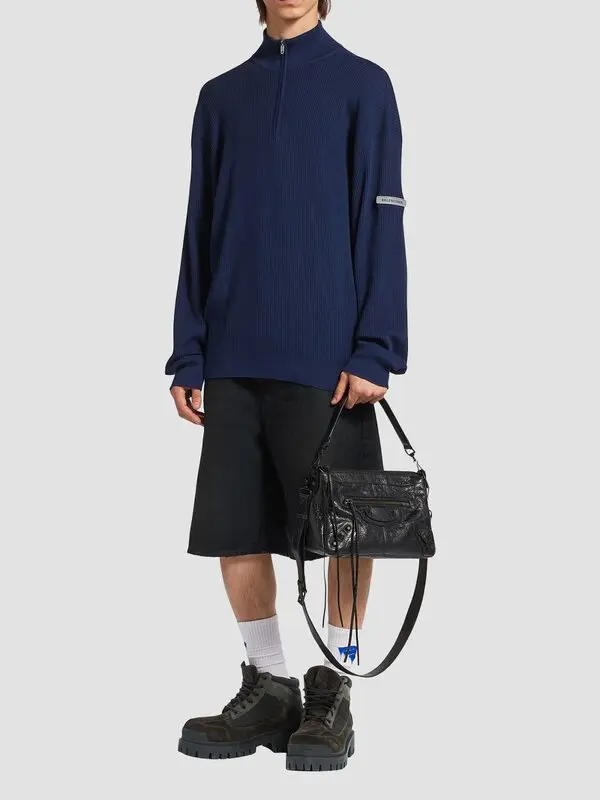 Balenciaga Le City Moto Small Crossbody Bag - Black