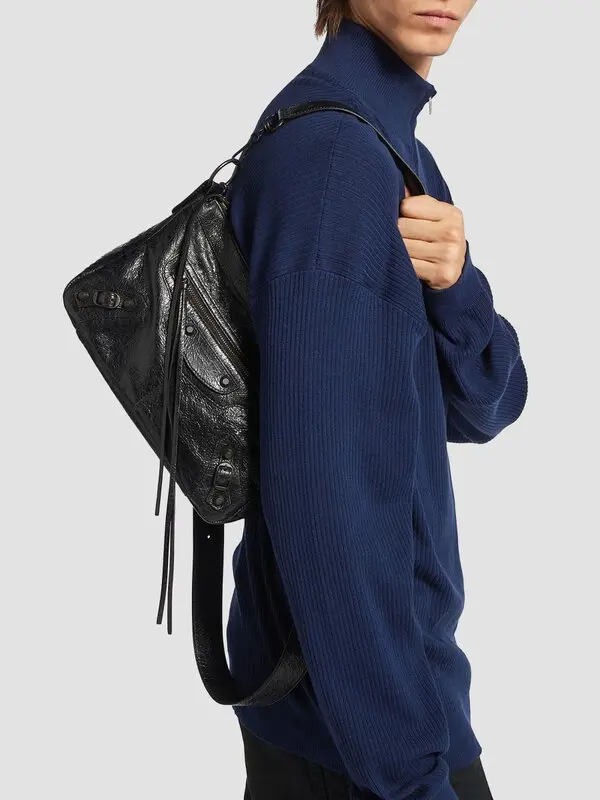 Balenciaga Le City Moto Small Crossbody Bag - Black