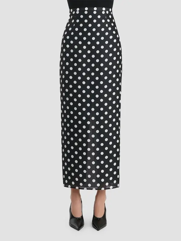 Khaite Winton Polka Dot Silk Pencil Skirt