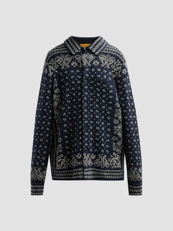 Guest In Residence Wild Rag Paisley Cashmere Knit Work Shirt - Midnight