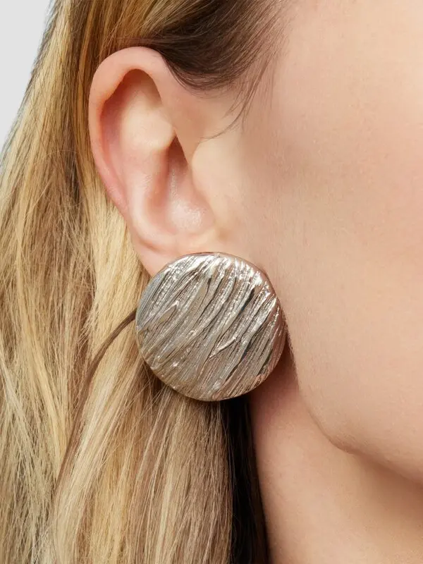 ORADINA Linen Button Earrings In Sterling