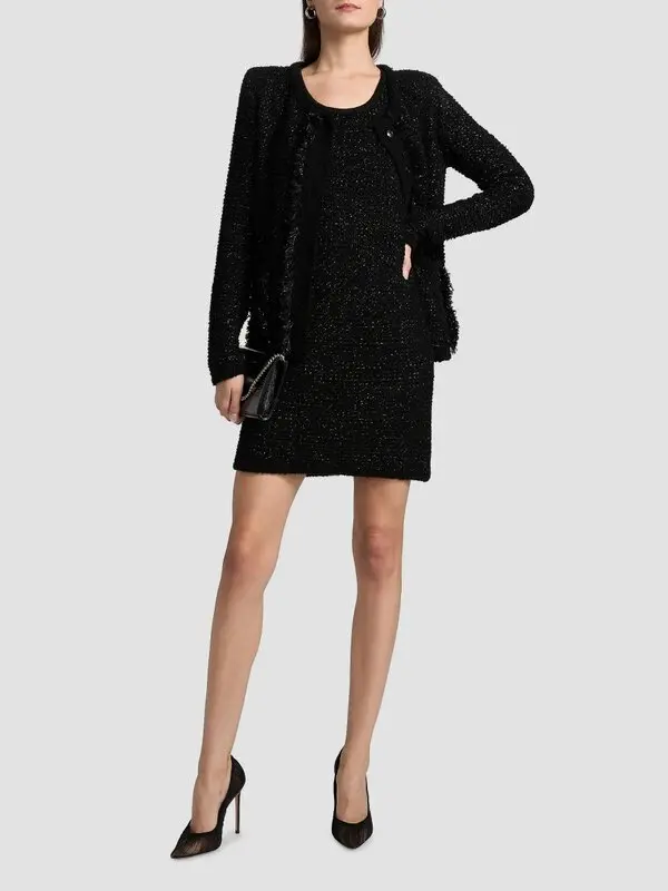 Chiara Boni La Petite Robe Borant Metallic Tweed Cardigan