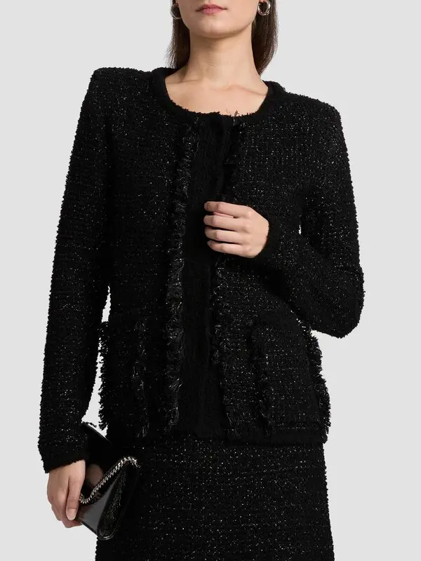 Chiara Boni La Petite Robe Borant Metallic Tweed Cardigan