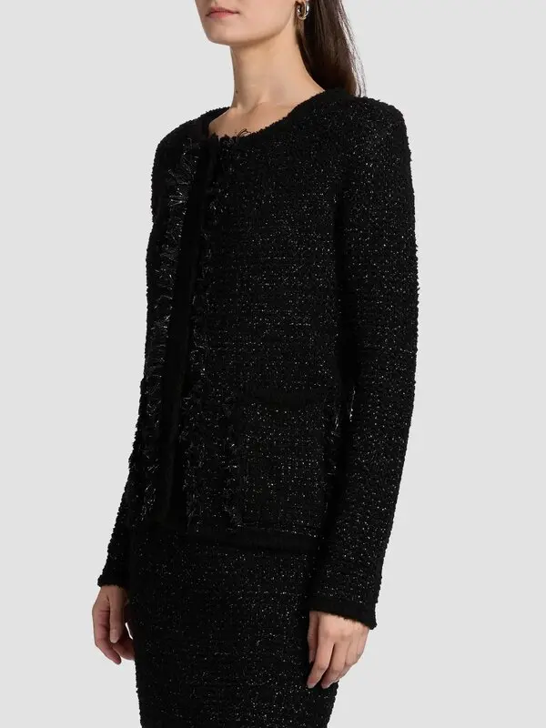 Chiara Boni La Petite Robe Borant Metallic Tweed Cardigan