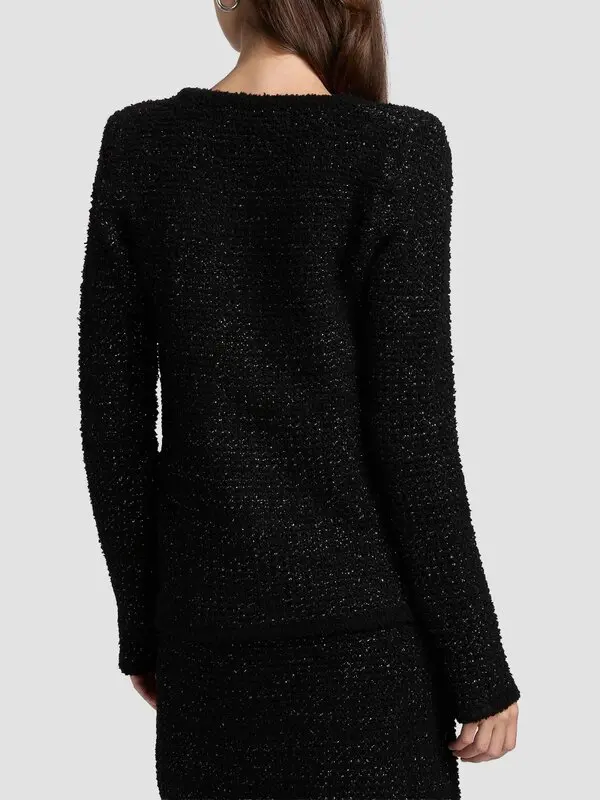 Chiara Boni La Petite Robe Borant Metallic Tweed Cardigan